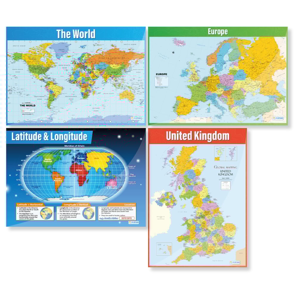 Maps Posters - Set of 4 - Daydream Education