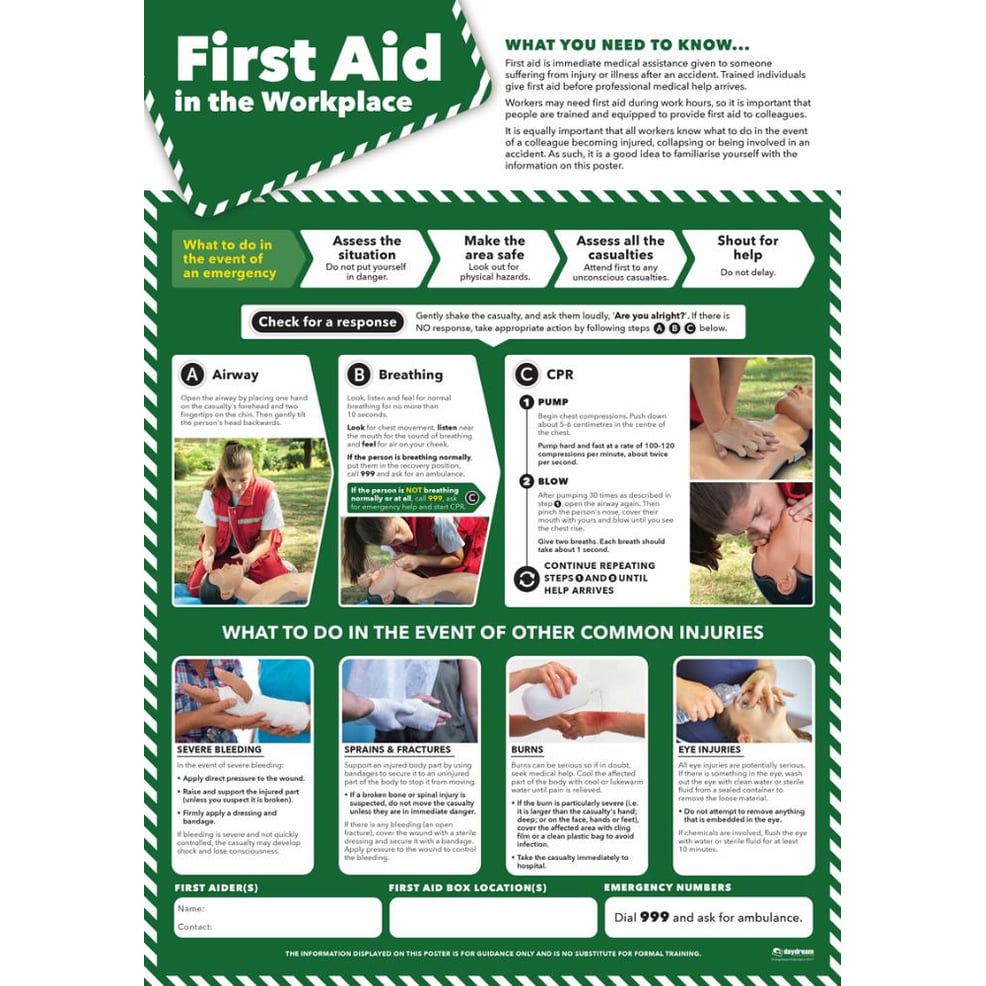 First Aid in the Workplace poster - Daydream Education