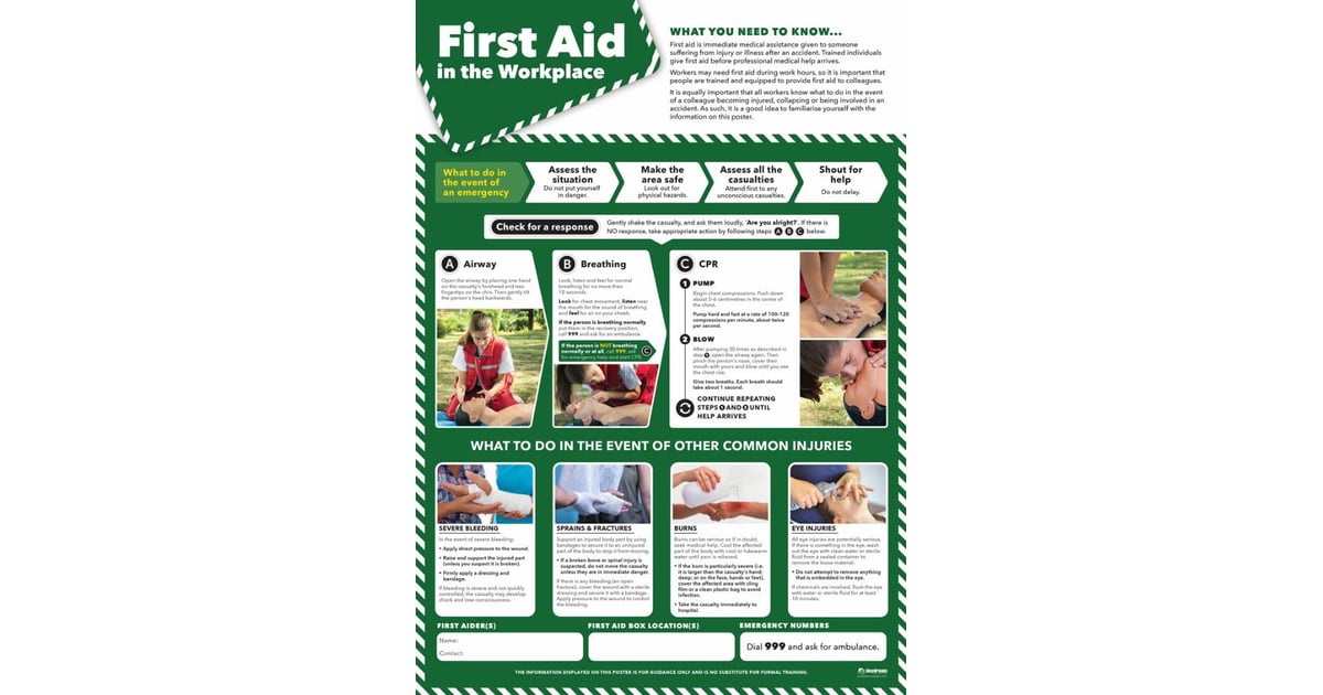 First Aid in the Workplace poster - Daydream Education