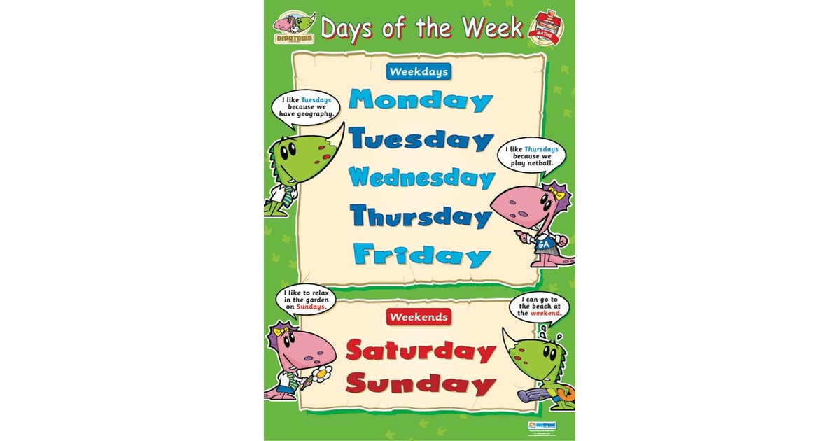 Days of the Week Poster - Daydream Education
