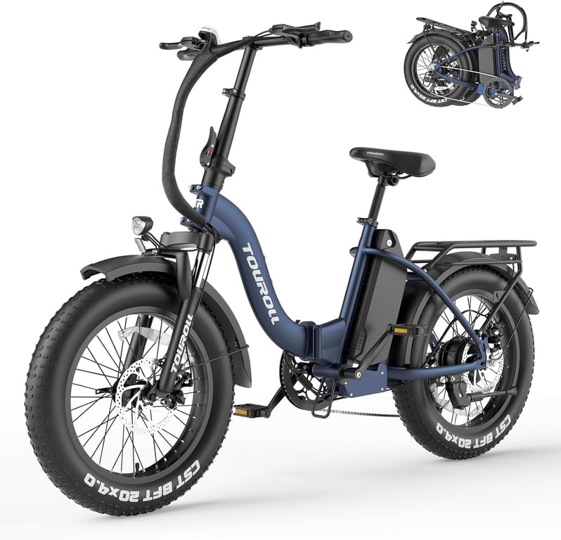 Touroll S2 Vélo Électrique Pliable, Gros Pneu Tout-Terrain 20 ×4.0 Fat Tire, 650W Puissance de ...
