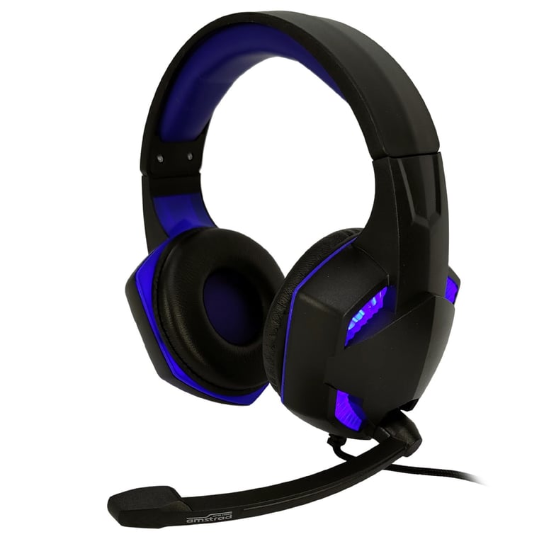 Casque Pro Gamer Amstrad Basic AMS H555 bleu avec Rétroéclairage LED ...