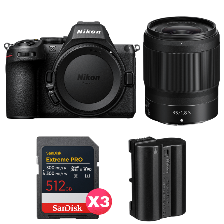 Appareil photo hybride Nikon Z5 II + 35mm f/1.8 S + 3 SanDisk 512GB ...