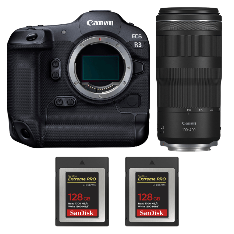 Appareil photo hybride Canon EOS R3 + RF 100-400mm f/5.6-8 IS USM + 2 ...