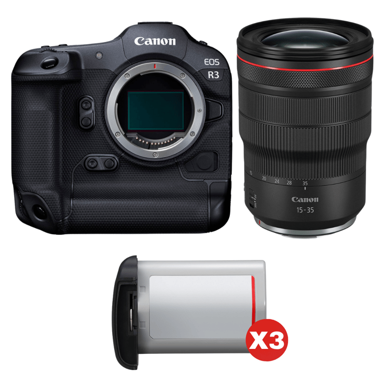 Appareil photo hybride Canon EOS R3 + RF 15-35mm f/2.8 L IS USM + 3 ...