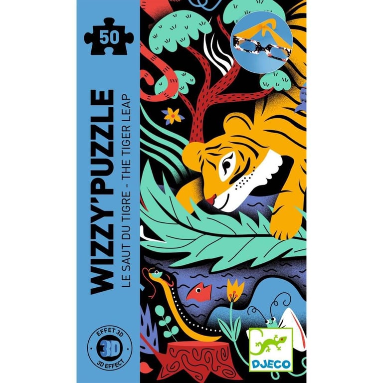 Wizzy Puzzle - Le Saut du Tigre - 50 Piezas en 3D para Niños - DJECO