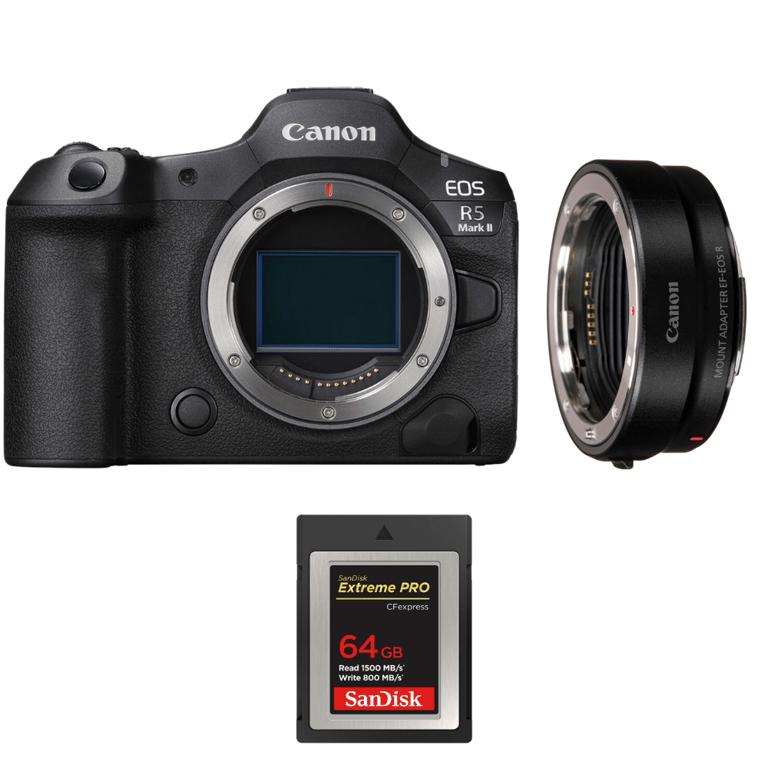 Appareil photo hybride Canon EOS R5 Mark II + EF-EOS R + 1 SanDisk 64GB ...