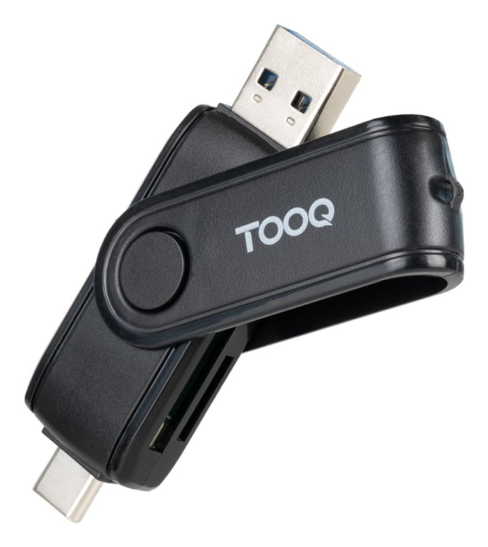 TooQ Lector de Tarjetas USB (USB-C 2.0 + USB A 3.0), SD/TF, Color Negro ...
