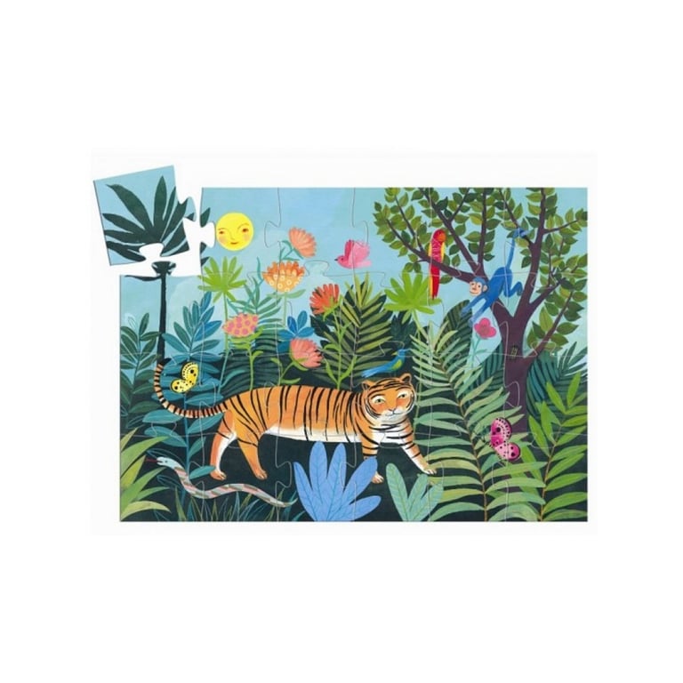 Silhouette Jigsaw de 24 piezas Tiger's Quest - Explorando la jungla - DJECO
