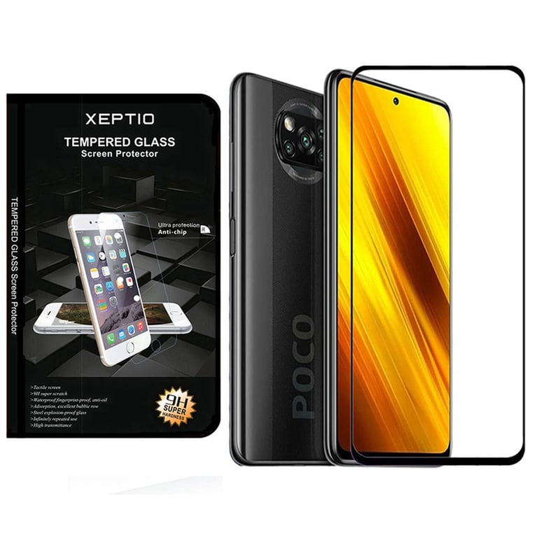 Xiaomi Poco X3 PRO protector de pantalla de cristal negro - Xeptio
