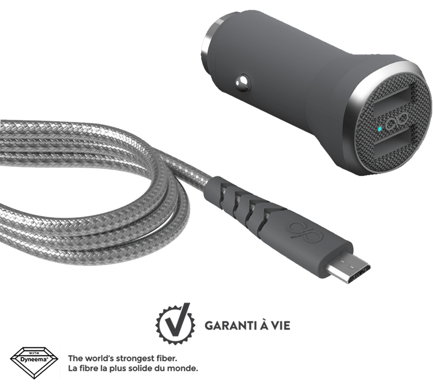 Caricatore auto 4,8 A (2,4 2,4 A) IC Smart Cavo USB A/micro USB - Force Power