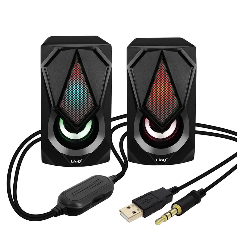 Altavoces Cable Jack 3,5mm + USB 3W x 2 LED RVB Botón Integrado LinQ ...