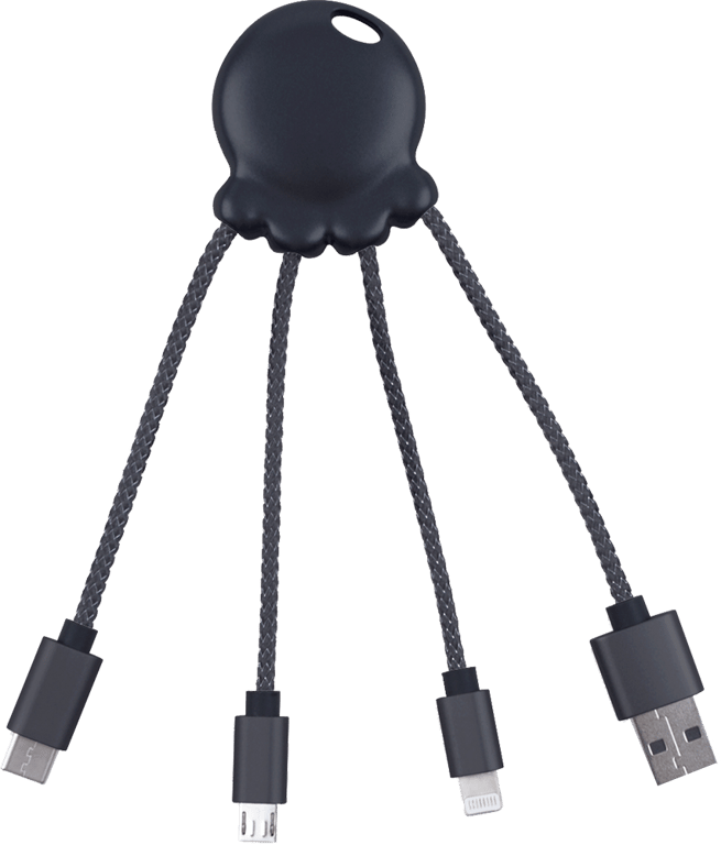 Cable Octopus USB A/micro USB & USB C & Lightning 0.1m Negro Metálico ...