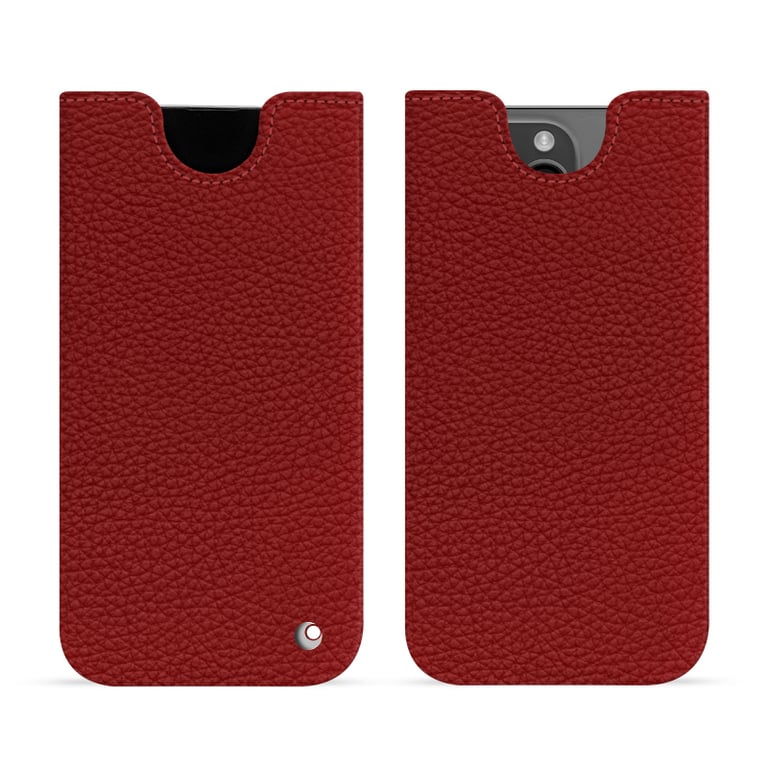 Pochette cuir Apple iPhone 15 Pro Max - Pochette - Rouge - Cuir grainé ...