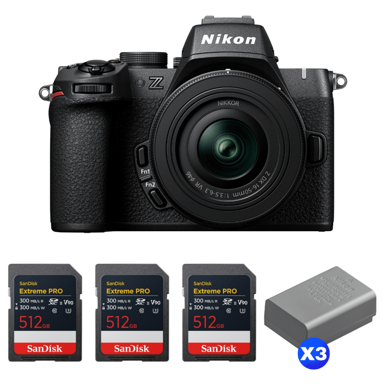 Appareil photo hybride Nikon Z50 II + 16-50mm f/3.5-6.3 VR + 3 SanDisk ...