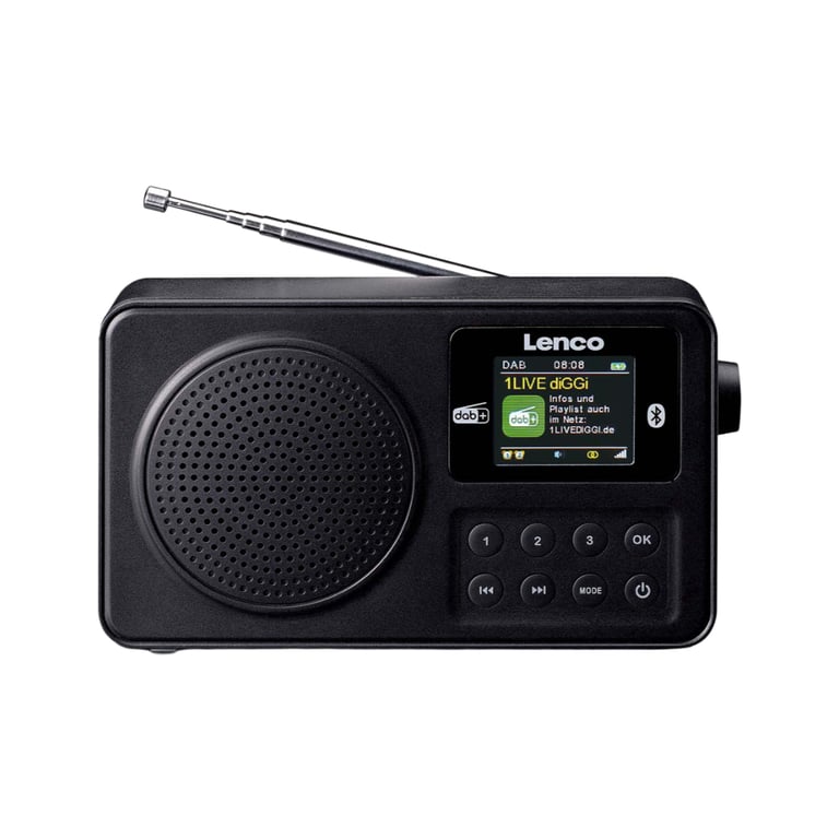 Lenco Radio portátil DAB+/FM con Bluetooth y antena telescópica Negro ...