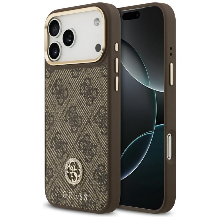 Custodia MagSafe Guess 4G Strass Logo per iPhone 17 Pro Max marrone - Guess