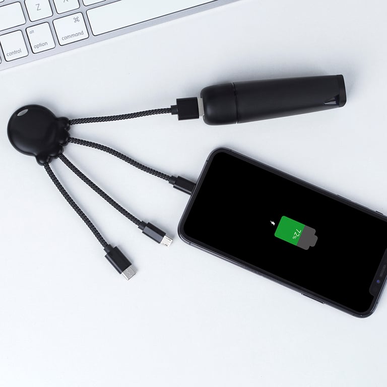 Cable Octopus USB A/micro USB & USB C & Lightning 0.1m Negro Metálico ...