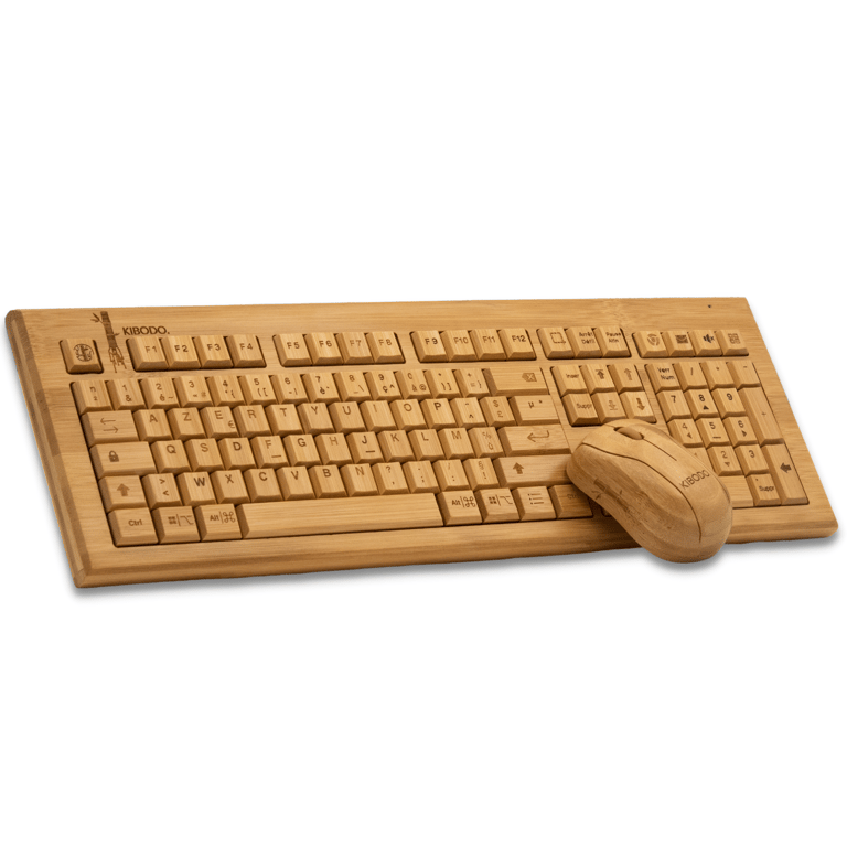 Ensemble Clavier Souris Sans Fil en Bois - Qwerty DE - Récepteur USB ...
