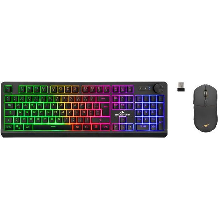 BLUESTORK Pack Teclado Ratón Inalámbrico Recargable - RGB - Bluestork