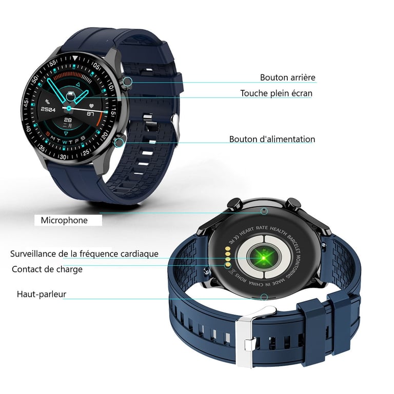 Montre Connectée Bluetooth Multifonctions, bleu - Platyne