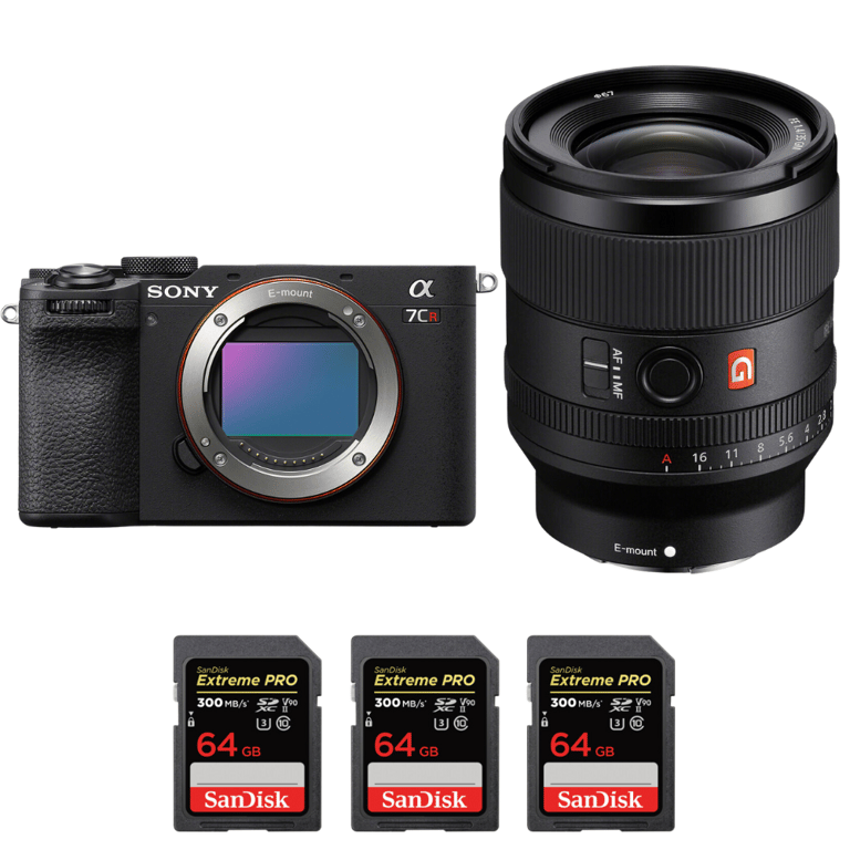 Appareil photo hybride Sony A7CR Noir + FE 35mm f/1.4 GM + 3 SanDisk ...