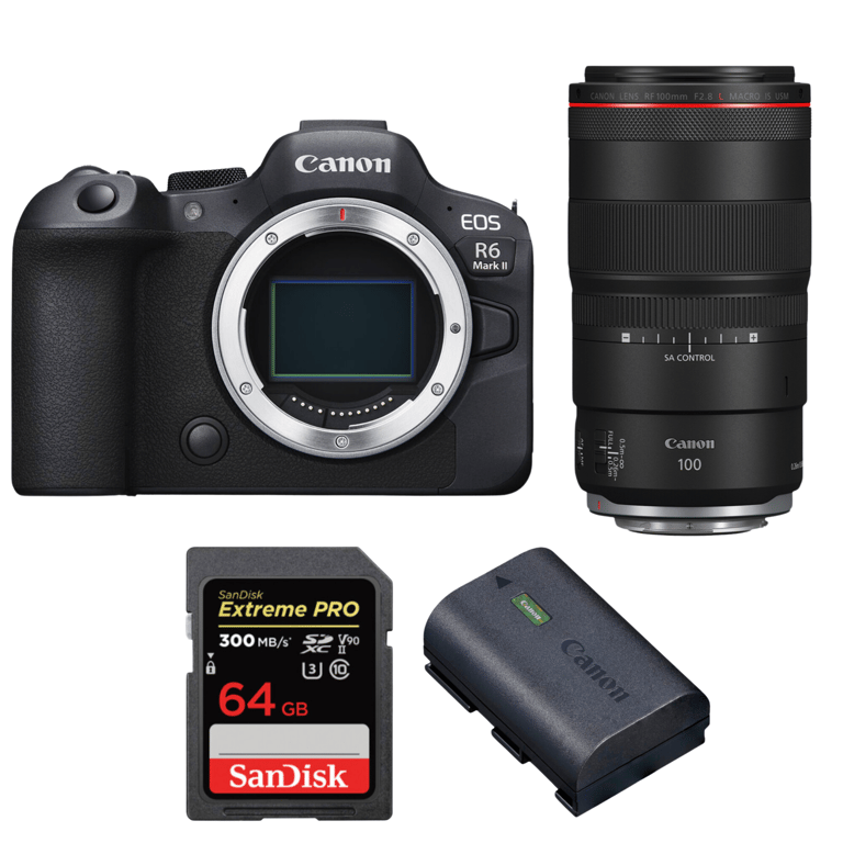 Appareil photo hybride Canon EOS R6 Mark II + RF 100mm f/2.8 L Macro IS ...