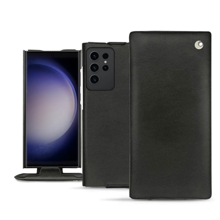 Funda de piel Samsung Galaxy S23 Ultra - Solapa vertical - Negro - Piel ...