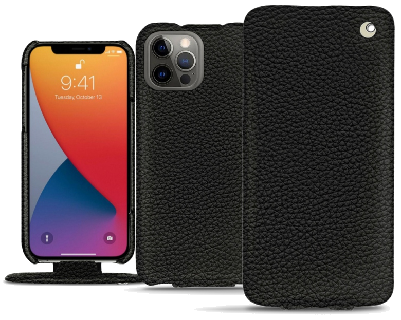 Housse cuir Apple iPhone 13 Pro - Rabat vertical - Ebène ( Sleek P C12 ...