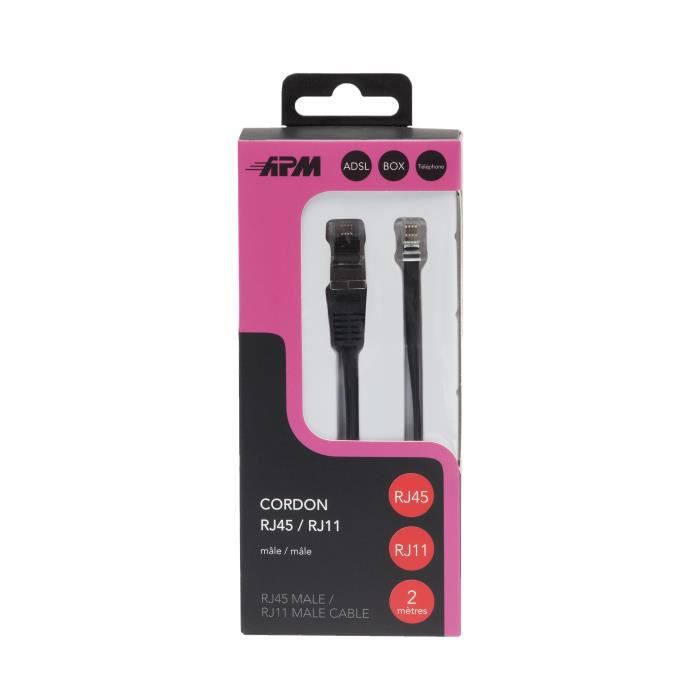 Cable APM ADSL RJ11/RJ45 - Macho/Macho - Negro - 2m - Apm