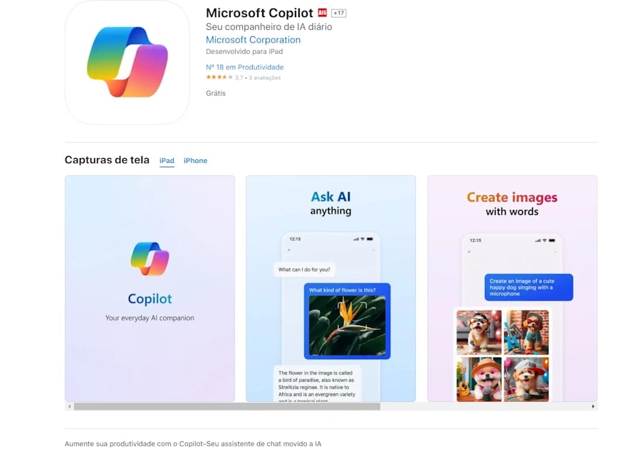 Microsoft Copilot chega oficialmente ao iOS, saiba como baixar