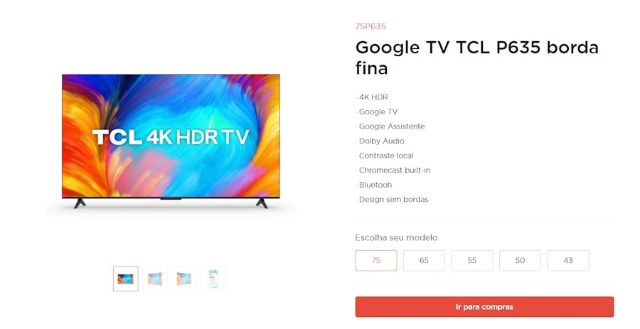 TCL lança formatos de 65 e 75 polegadas para a linha de smart TVs P635 ...