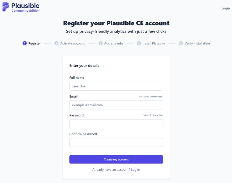 Self-host Plausible Analytics