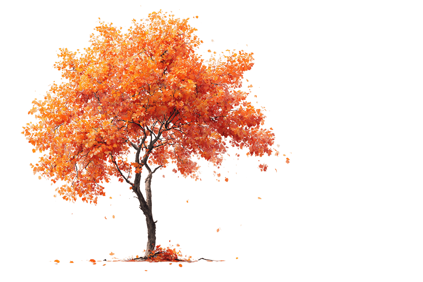 Vibrant autumn tree shedding leaves on transparent background. - PNGPoint