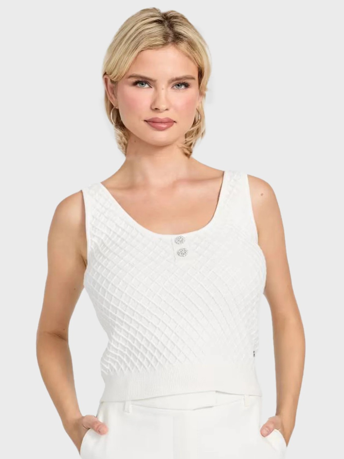 GUESS – ΠΛΕΚΤΟ ΓΥΝΑΙΚΕΙΟ CREAM WHITE W6RR28Z3P41 | ΚΑΝΕΛΛΟΠΟΥΛΟΣ ...