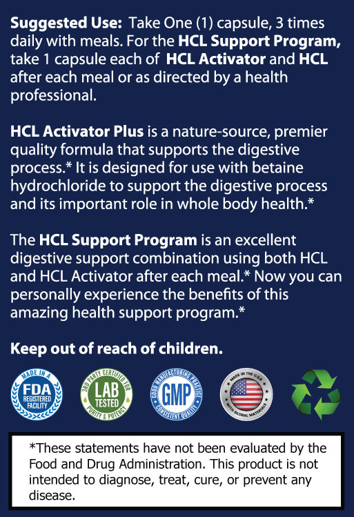HCL Activator Plus - 90 Capsules - 376mg Per Serving - VitaTurbo