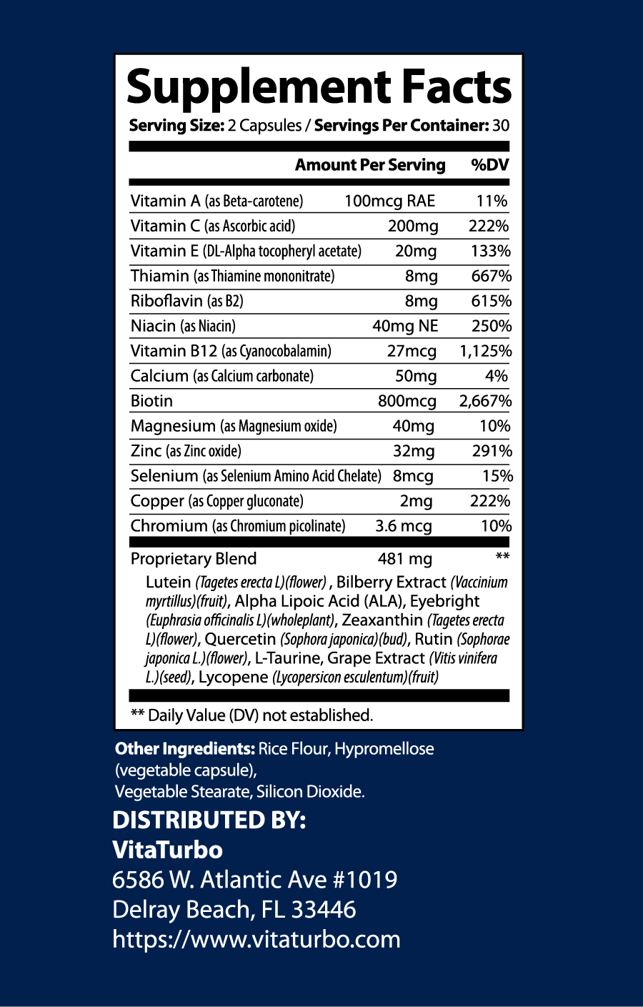 Vision Support Plus - 60 Capsules - 908mg Per Serving - VitaTurbo