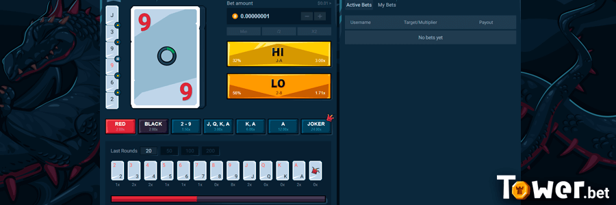 High Low Card Game Online & HiLo Game Casino | Tower.Bet