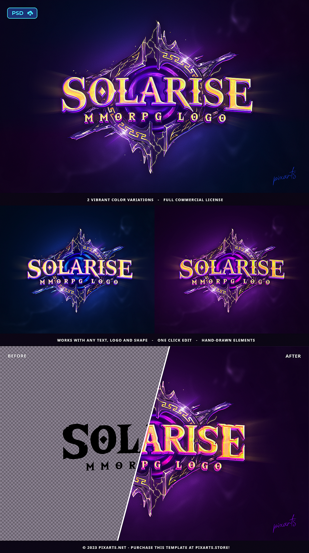Solarise - Stylized Gaming Logo PSD Template | Pixarts.store
