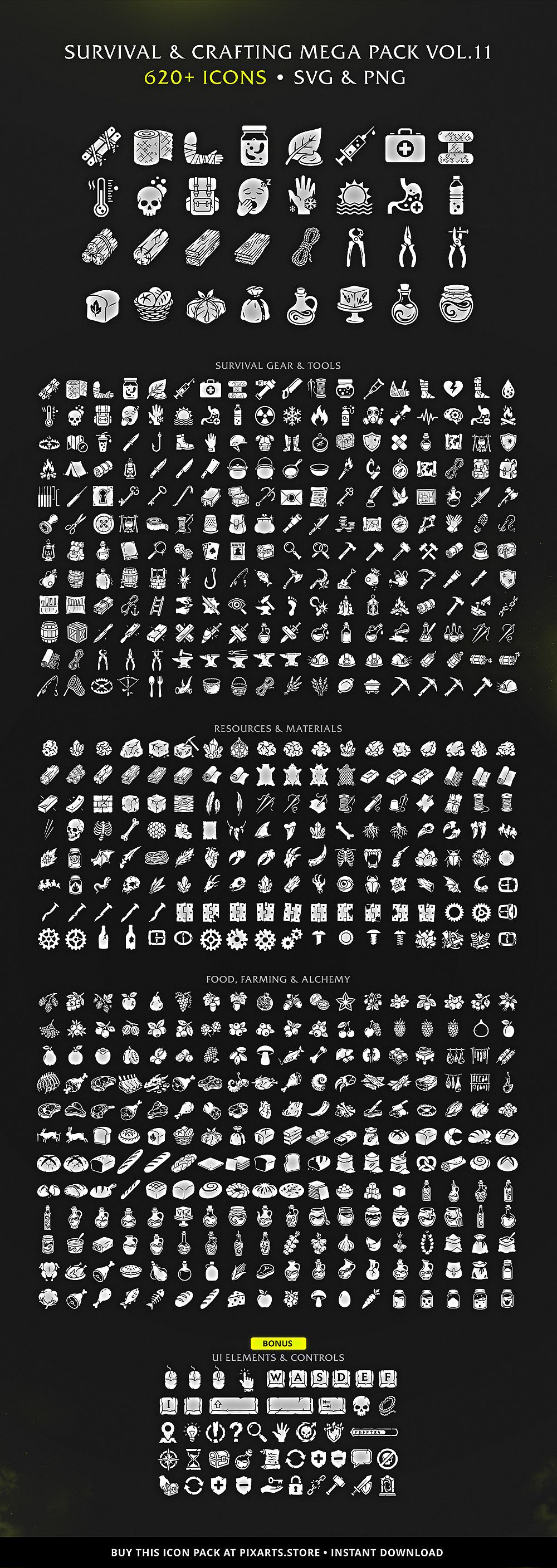 Survival & Post-Apo Game Icons MEGA PACK – 620+ Vectors (SVG & PNG) Vol ...