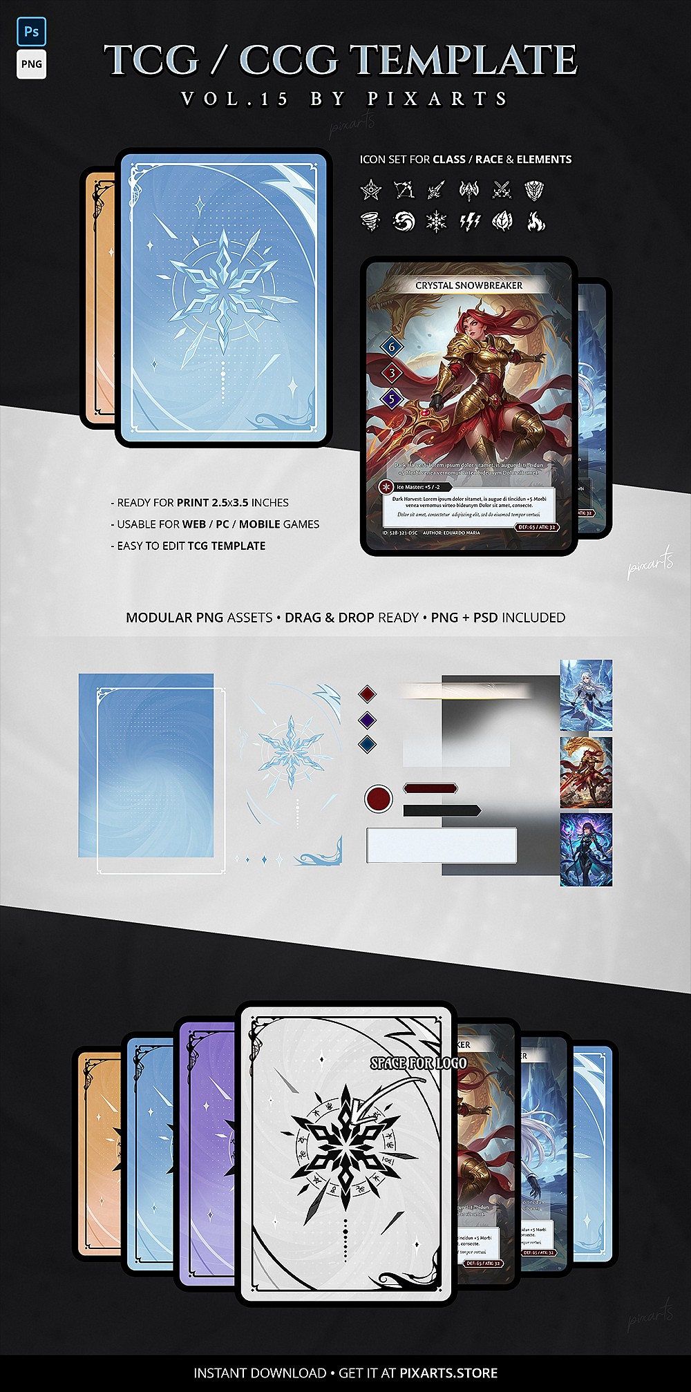 Modern Anime Gacha Card Template (PSD + PNG) – Vol.15 | Pixarts.store