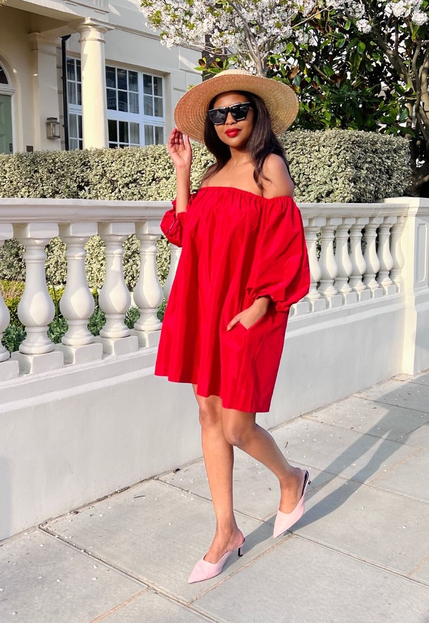 Off Shoulder Dress - Red | Wakuda