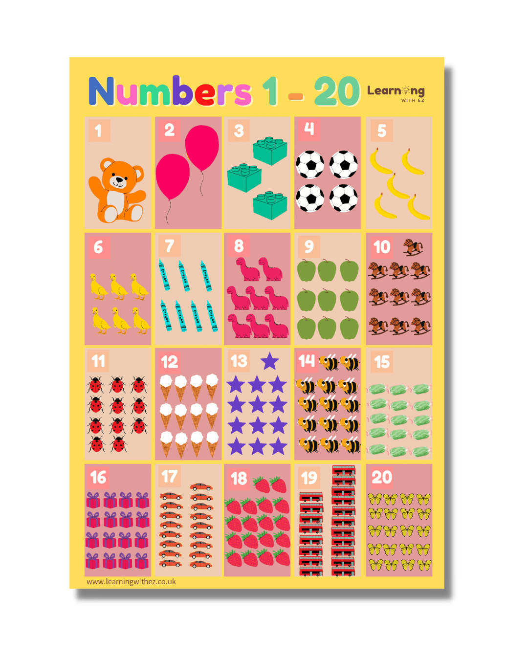 Numbers 1-20 Poster | Wakuda