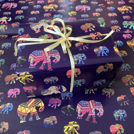 Elephant wrapping paper - 2 sheets | Wakuda