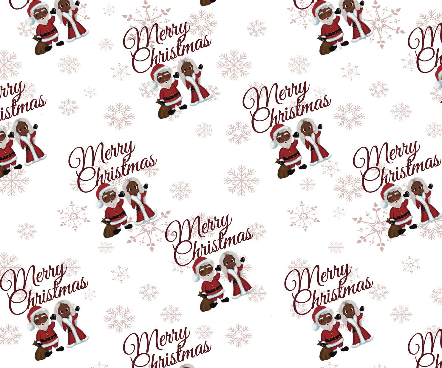 Black Santa and Mrs Claus Merry Christmas Wrapping Paper | Wakuda