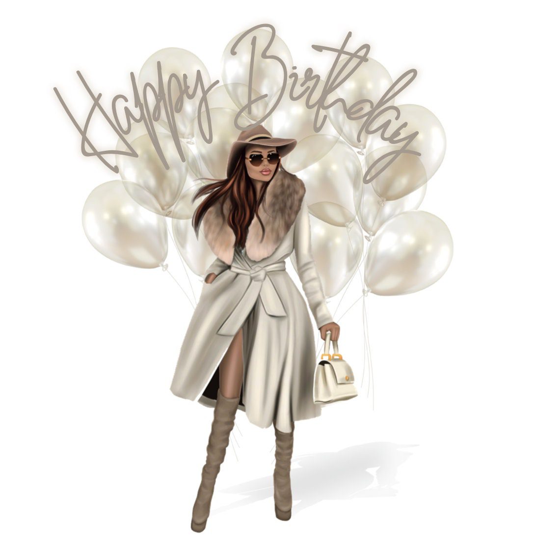 Winter Glamour Black Woman - Happy Birthday Card | Wakuda
