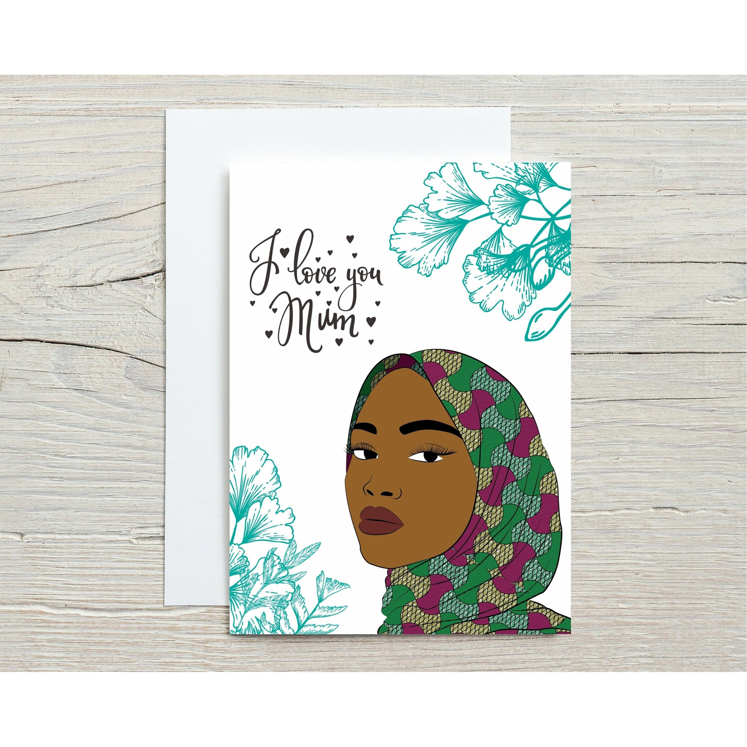 Black Muslim Mum in Hijab African Print Card for Women | Wakuda