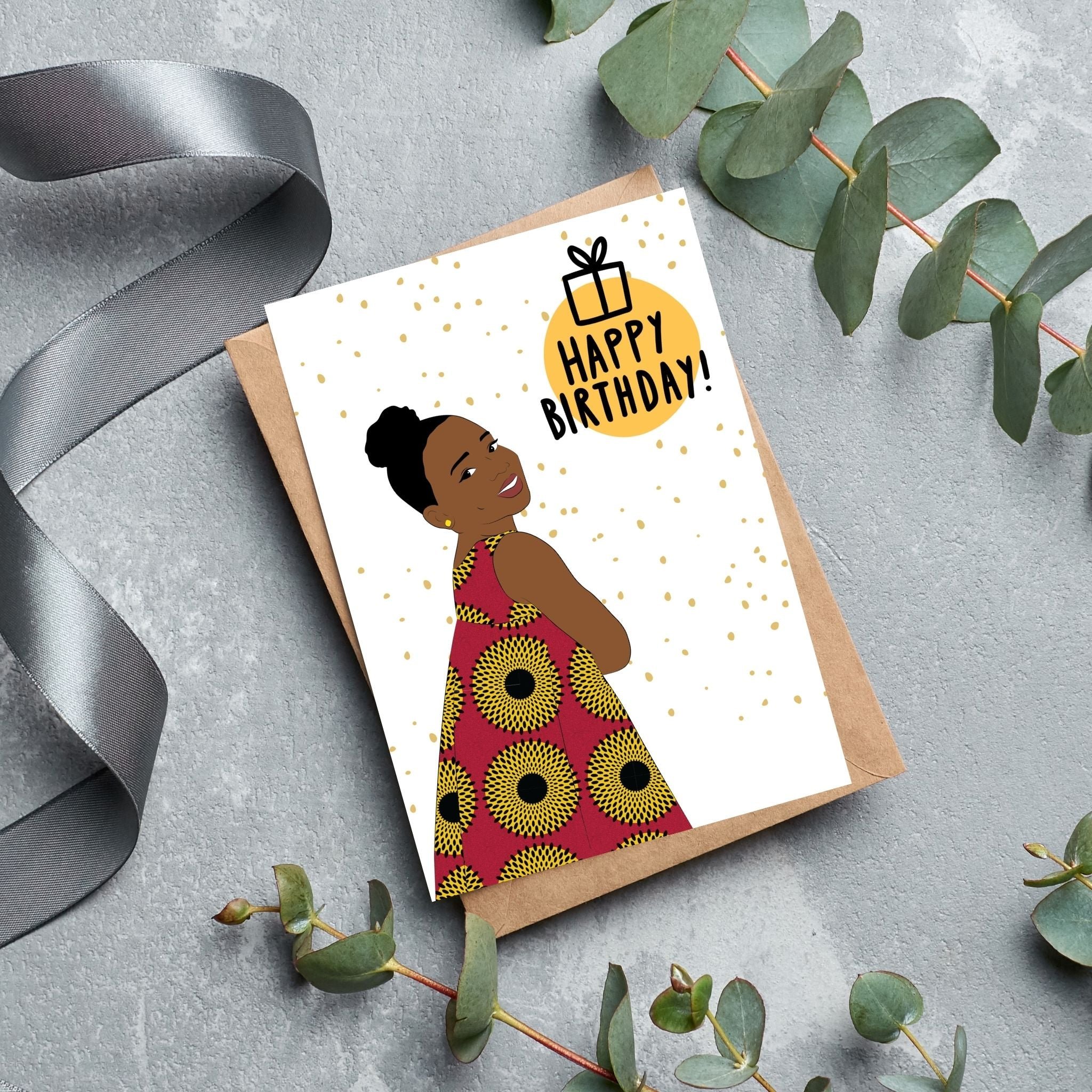 Young Black Girl Happy Birthday Card | Wakuda