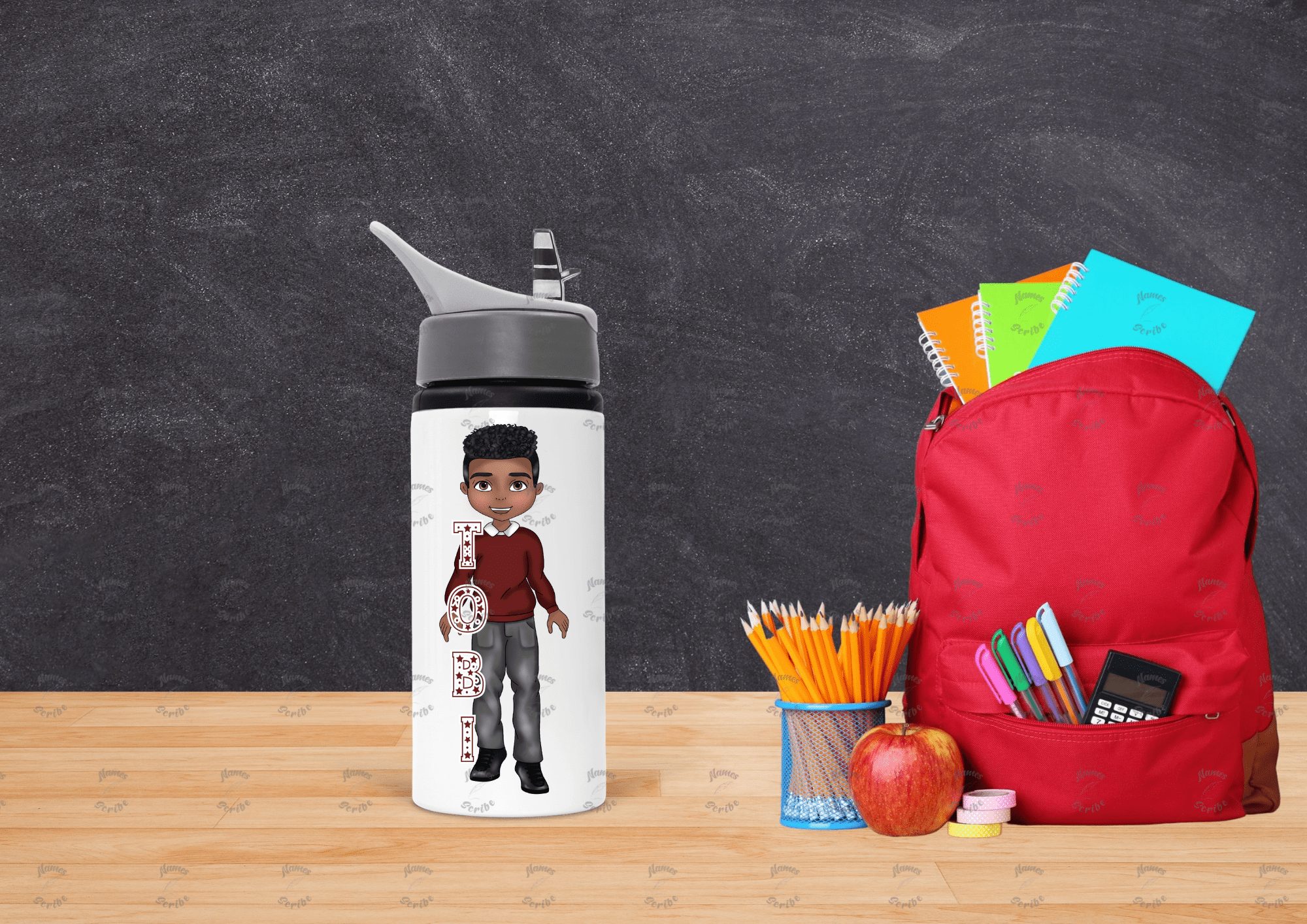 Boy Burgundy Jumper Uniform School Kids Water Bottle – Wakuda