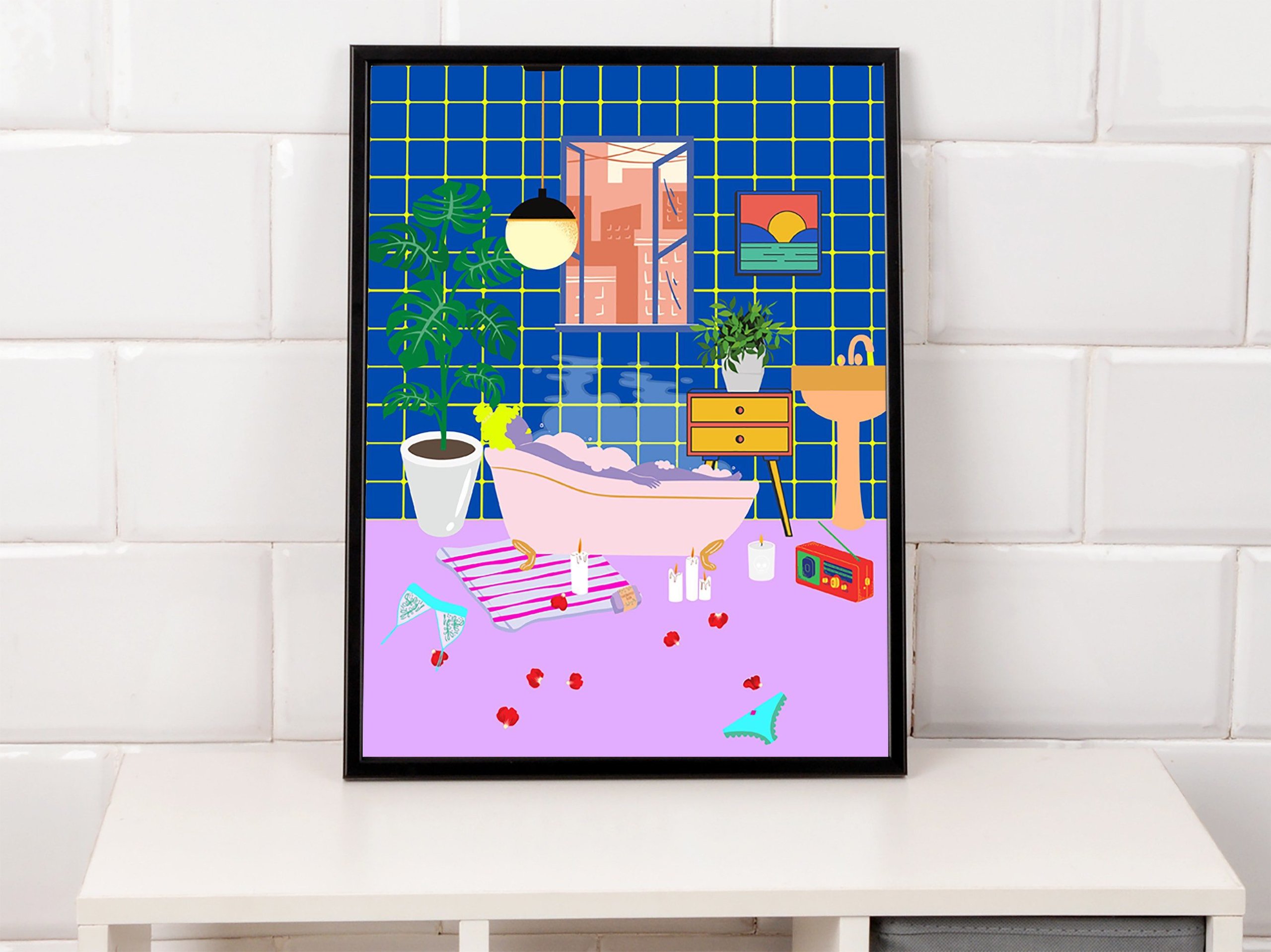 Paradise House: Bathroom A4/A3 Print Wall Art | Wakuda